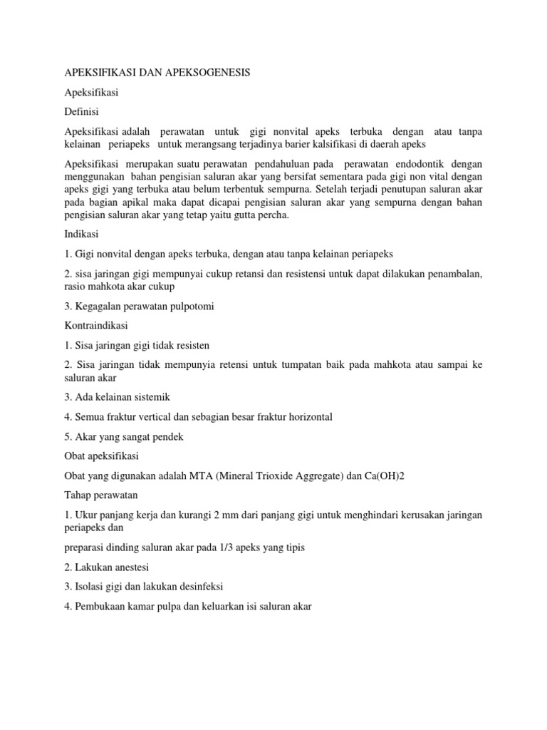 Apeksifikasi Dan Apeksogenesis | PDF