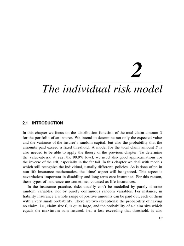 Individual Risk Model in Insurance | PDF | Probability Distribution ...