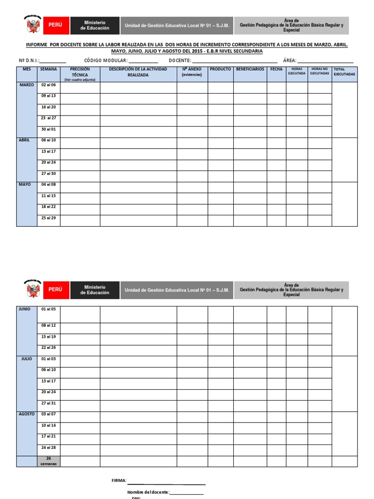 Informe Docente Horas Adicionales Descargar Gratis Pdf Maestros