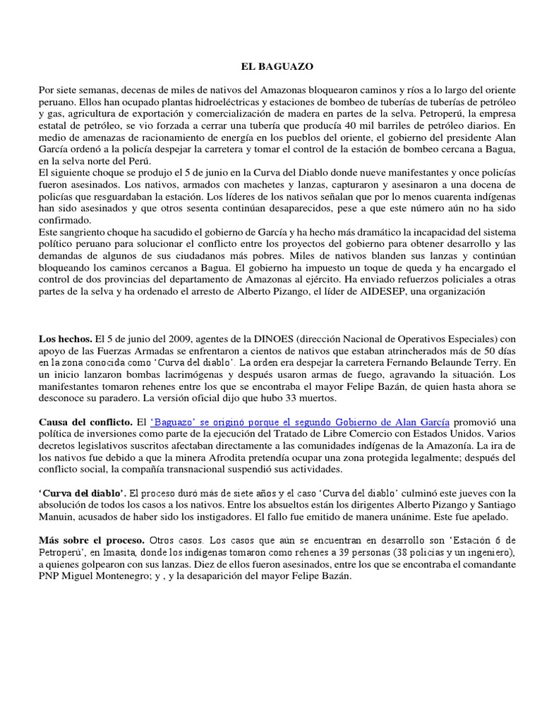 El Baguazo | PDF | Perú | Conflictos