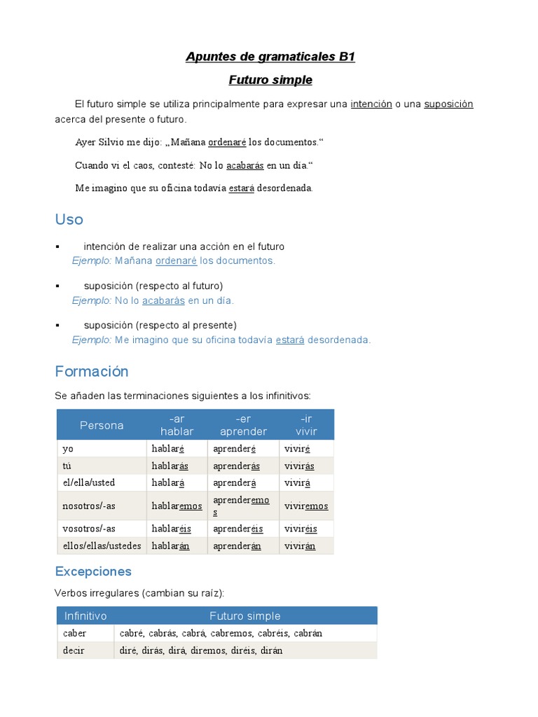 Futuro Simple y Condicional - Odt | PDF | Verbo | Relaciones sintácticas