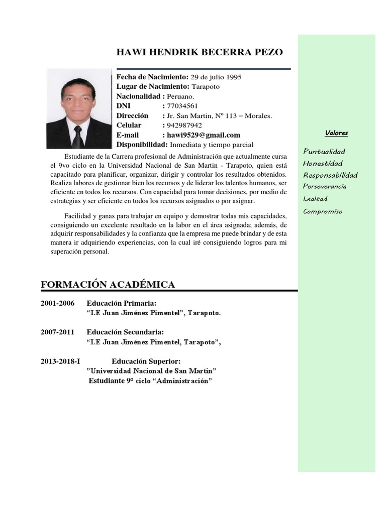 CV Hawi | PDF | Business | Educación avanzada