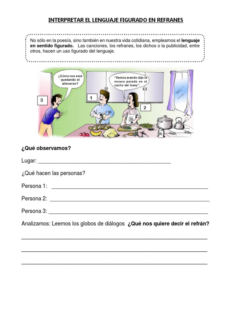 Interpretar El Lenguaje Figurado en Refranes | PDF | Artes del Lenguaje ...