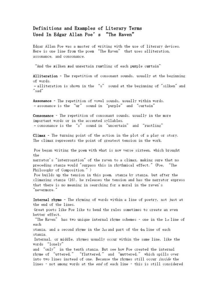 Literary Devices in "The Raven" | PDF | The Raven | Poetry