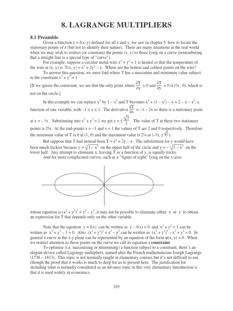 Calculus 01 Lagrange Multipliers | PDF | Plane (Geometry) | Equations