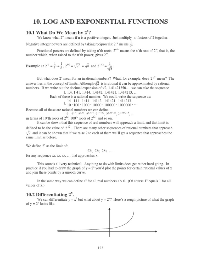 Calculus 01 Log and Exponential Functions | PDF | Logarithm | Numbers