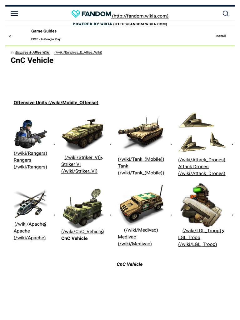 CNC Vehicle - Empires & Allies Wiki | PDF | Self Organization | Web 2.0