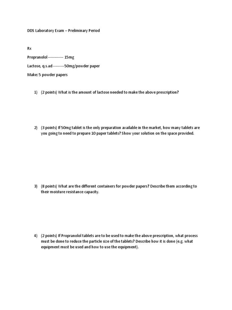 Pharmacy Compounding Exam | PDF | Tablet (Pharmacy) | Chemical Substances