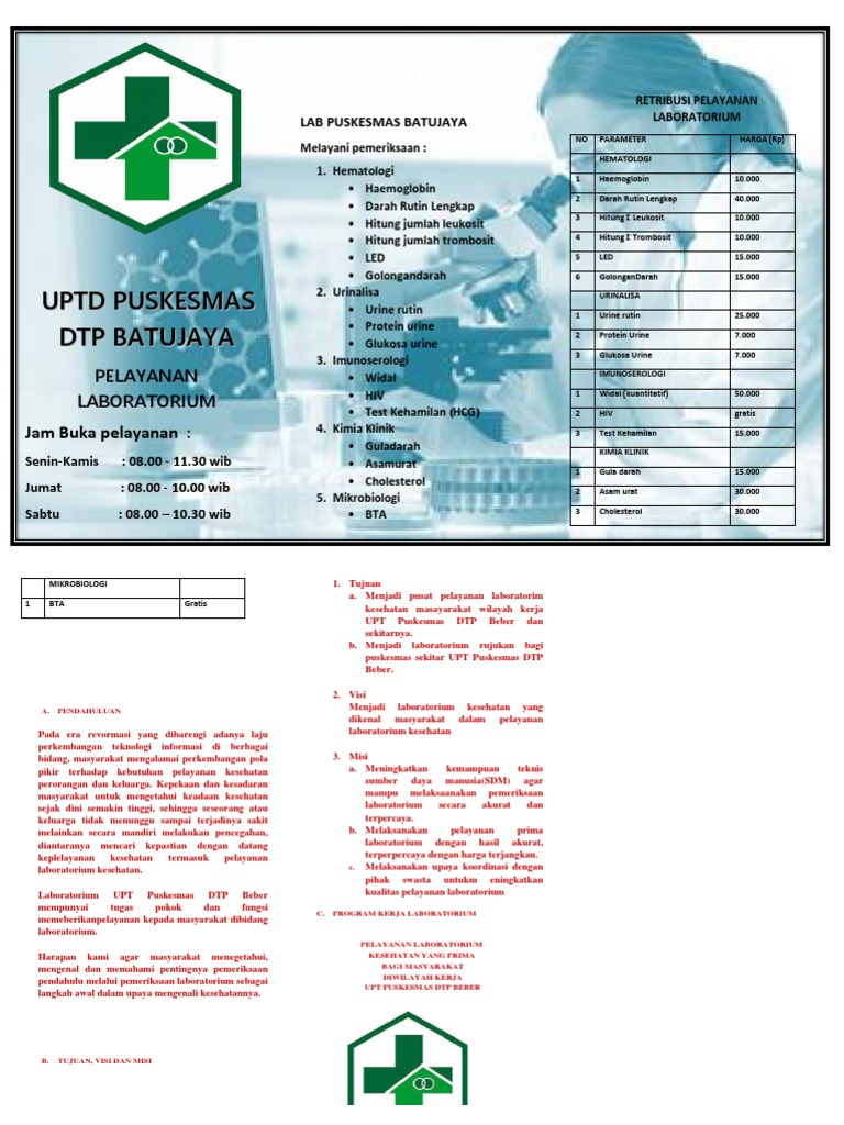 Brosur Pelayanan Laboratorium Kertamukti | PDF