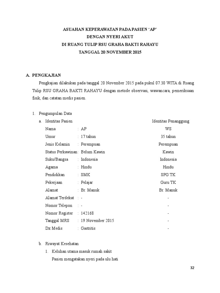 Contoh Askep Nyeri Akut