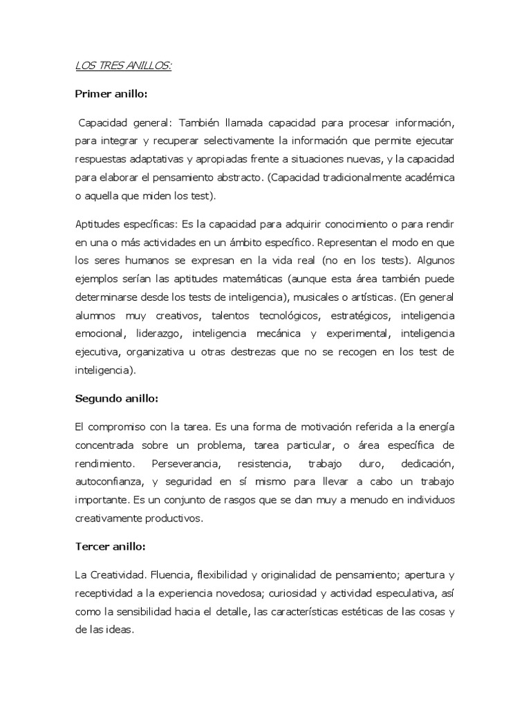 Teoría de Los Tres Anillos de Joseph Renzulli | Descargar gratis PDF ...