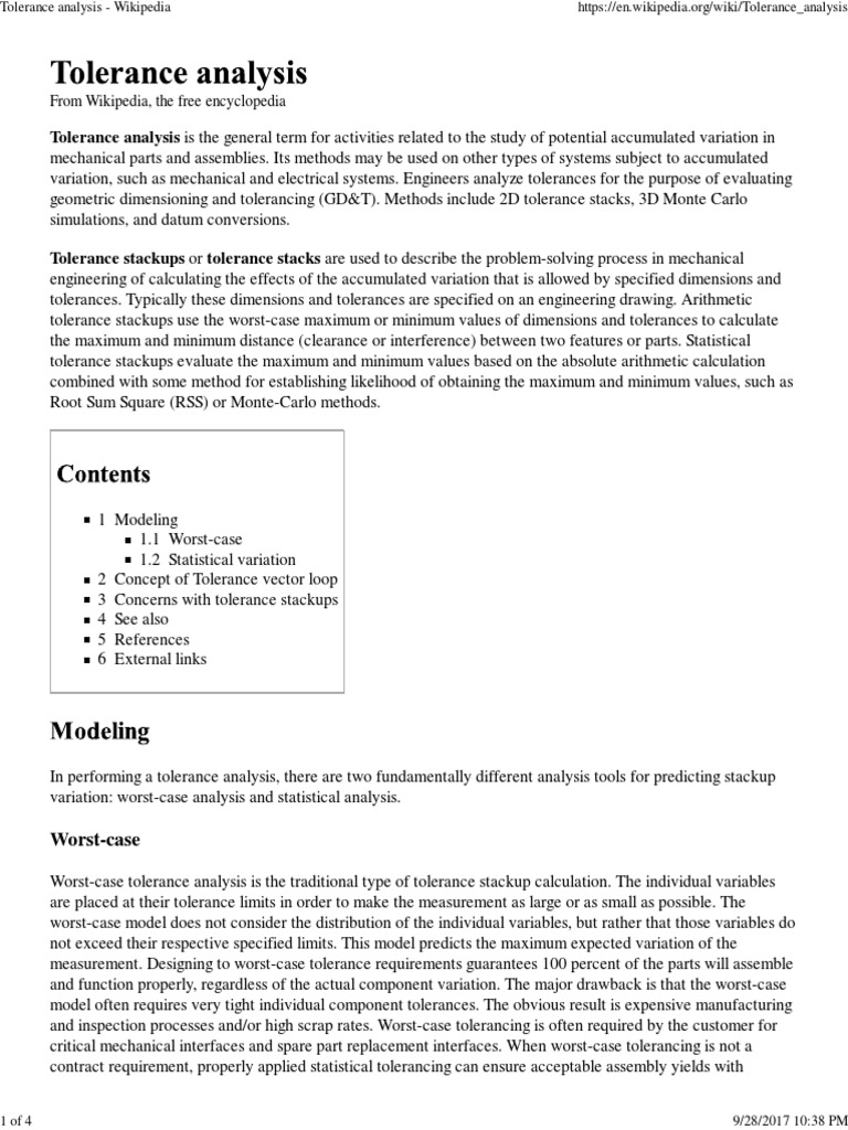 Tolerance Analysis - Wikipedia | PDF | Engineering | Applied Mathematics