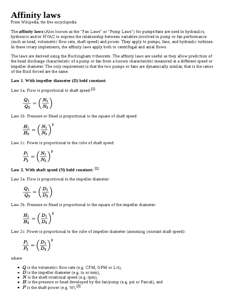 Affinity Laws | PDF | Applied And Interdisciplinary Physics | Gas Technologies