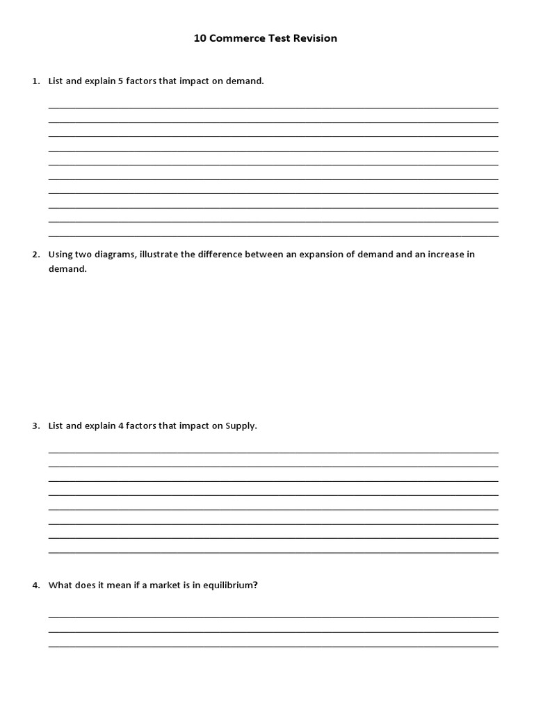 Supply and Demand Revision Sheet | PDF | Economic Equilibrium | Supply ...