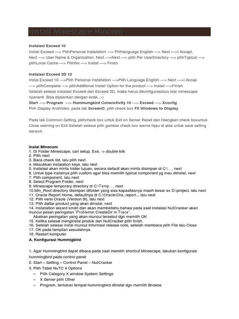 Install Minescape Mincom | PDF