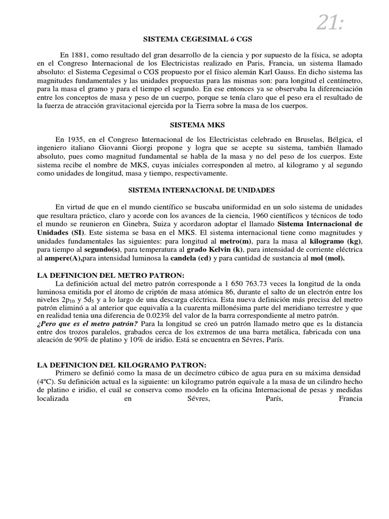 Sistema Cegesimal Ó Cgs | PDF | Unidades de medida | Medición