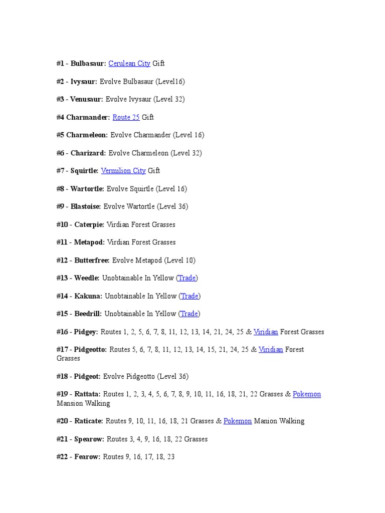 Yellow Pokedex | PDF | Media Franchises | Pokémon