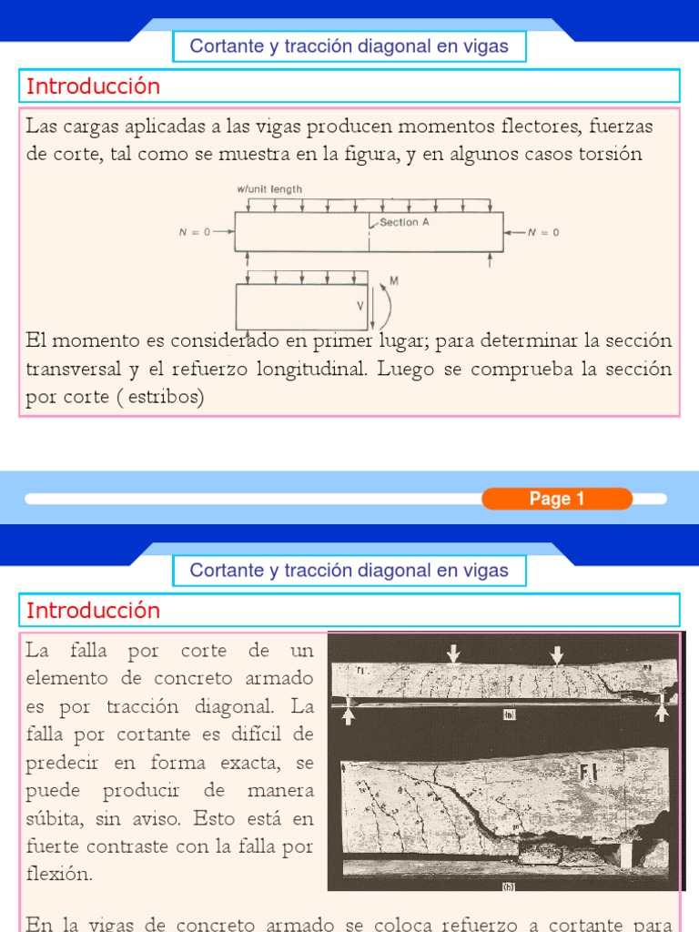 Cortante y Tracción Diagonal en Vigas - Diapositivas | PDF | Doblar ...