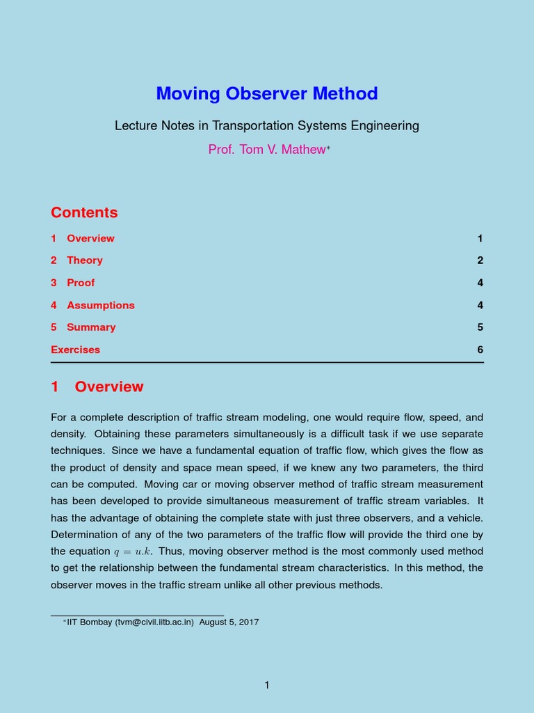 Observer Metod Pdf Traffic Applied Mathematics