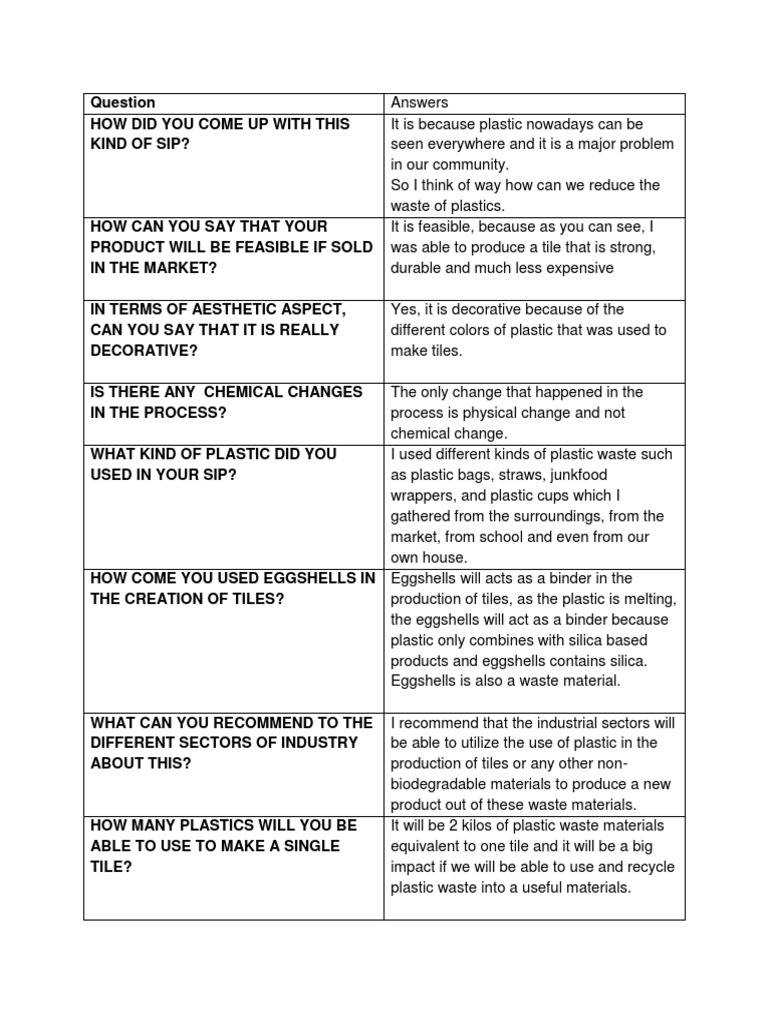 Questionnaire | Plastic | Recycling