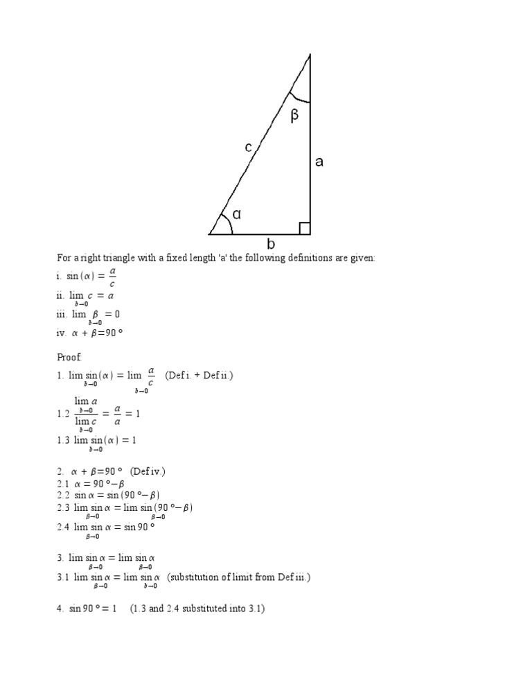Sin 90 Equals 1 Proof | PDF