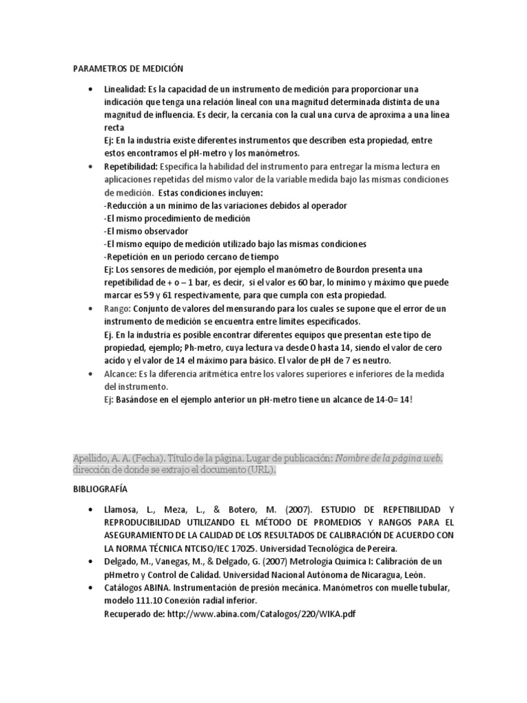 Parámetros fundamentales de medición: Linealidad, repetibilidad, rango ...