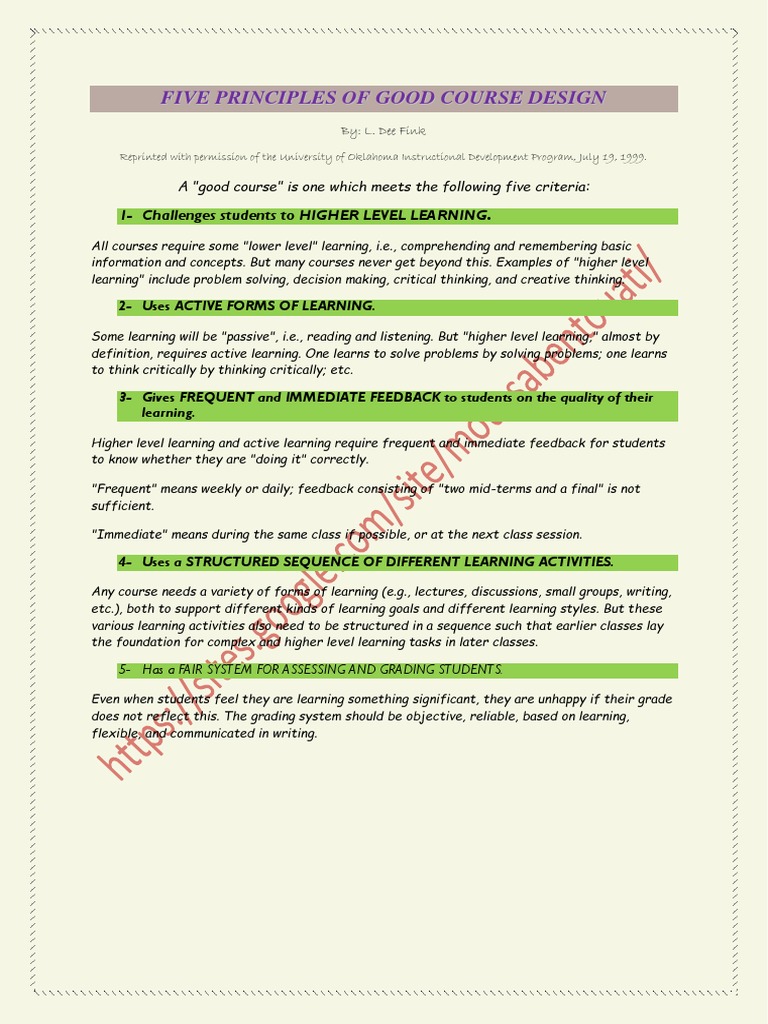 Five Principles of Good Course Design | PDF | Critical Thinking | Learning