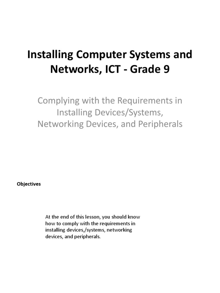 Installing Computer Systems and Networks,-LESSON - 03 | PDF | Digital Electronics | Electrical ...