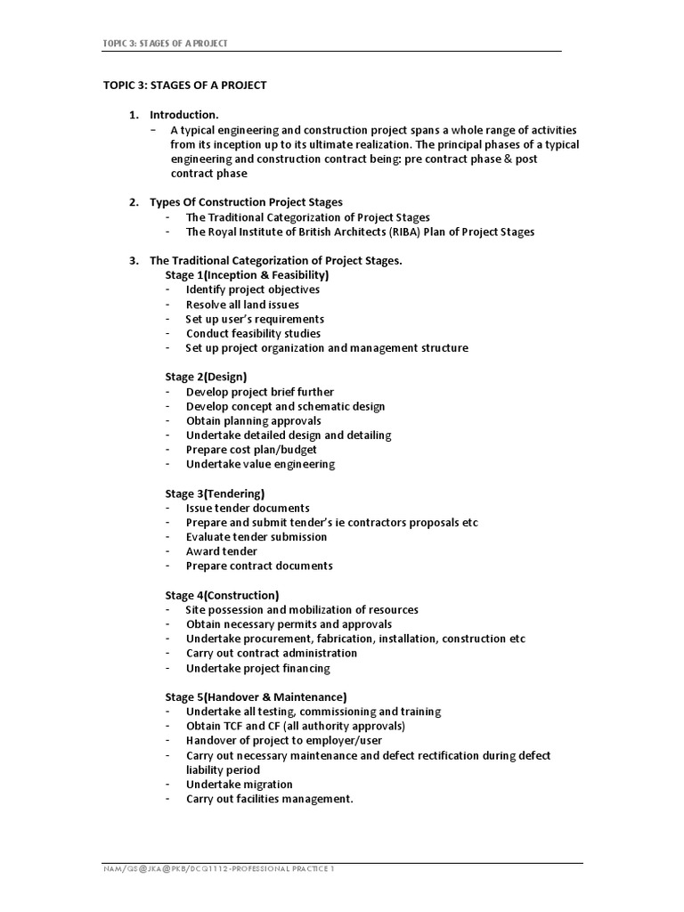 Types of Construction Project Stages | PDF | Architect | General Contractor