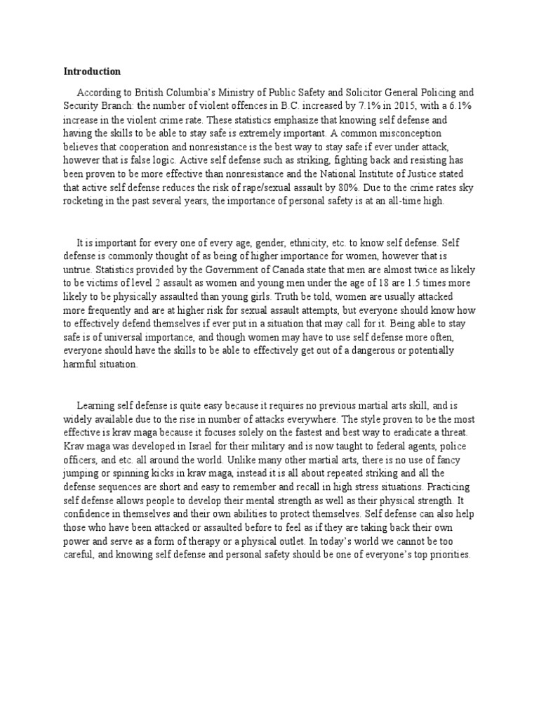 Introduction | PDF | Self Defense | Assault