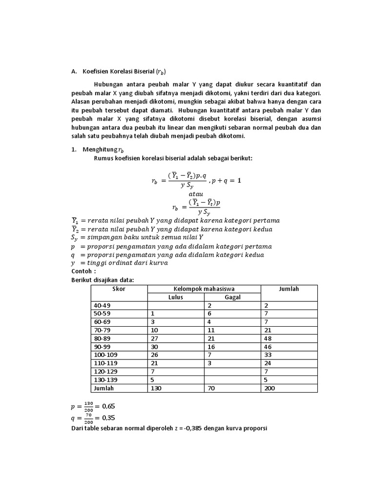 Koefisien Korelasi Biserial | PDF