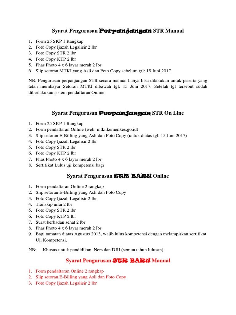 Syarat Perpanjangan STR Manual dan Online | PDF