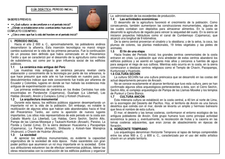 Culturas y Economía del Periodo Inicial | PDF | Agricultura | Perú