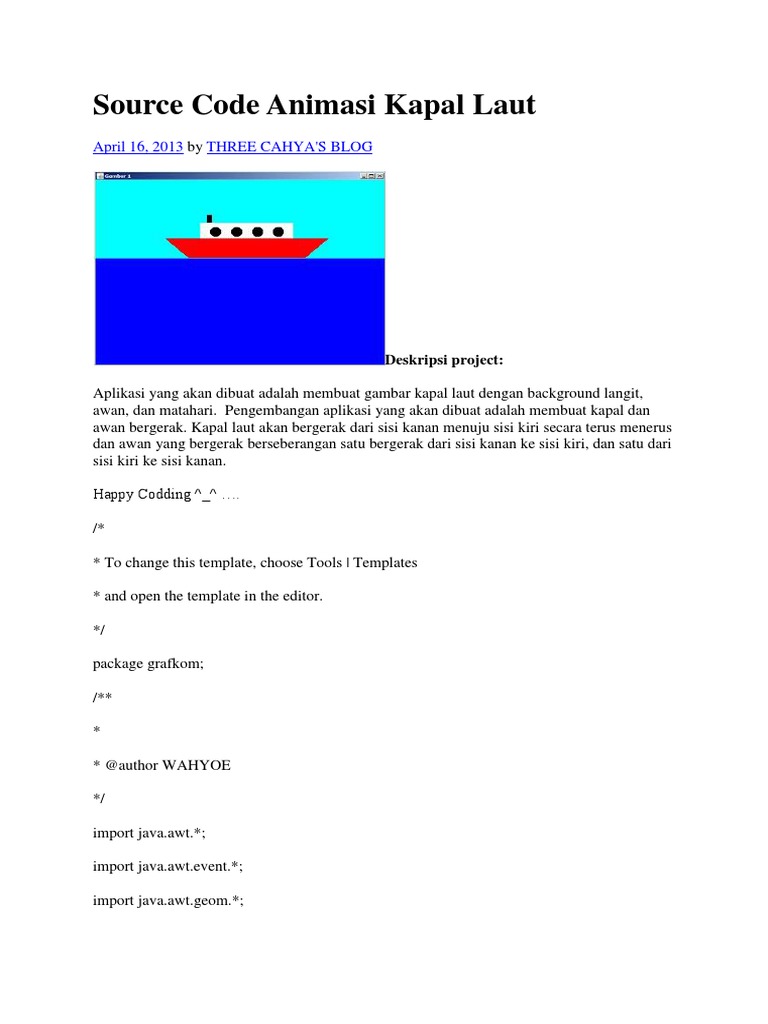 Kode Sumber Animasi Kapal Laut Java | PDF | Metode & Bahan Ajar