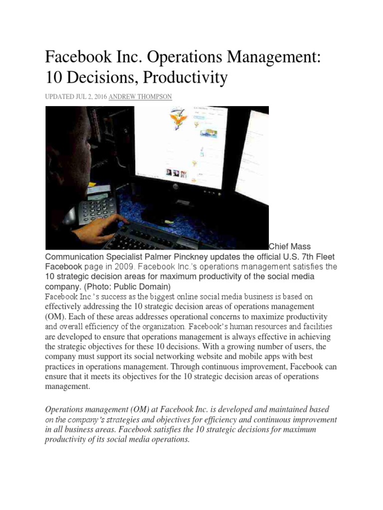 Facebook Inc | PDF | Operations Management | Facebook