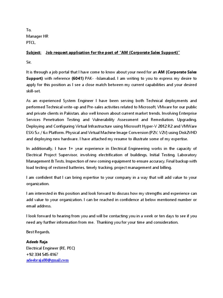 Adeeb Raja-Cover Letter | PDF