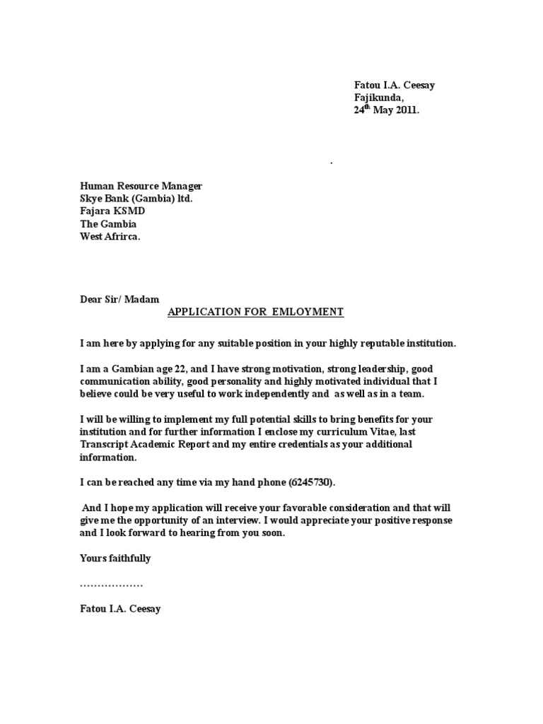 Musa A.K Touray' S Application | PDF