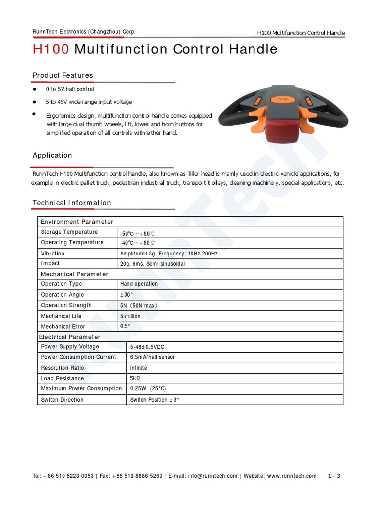 RunnTech H100 Multifunction Control Handle | PDF | Switch | Power Supply