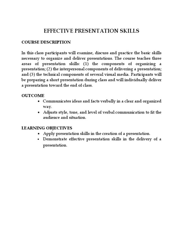 Effective Presentation Skills | PDF