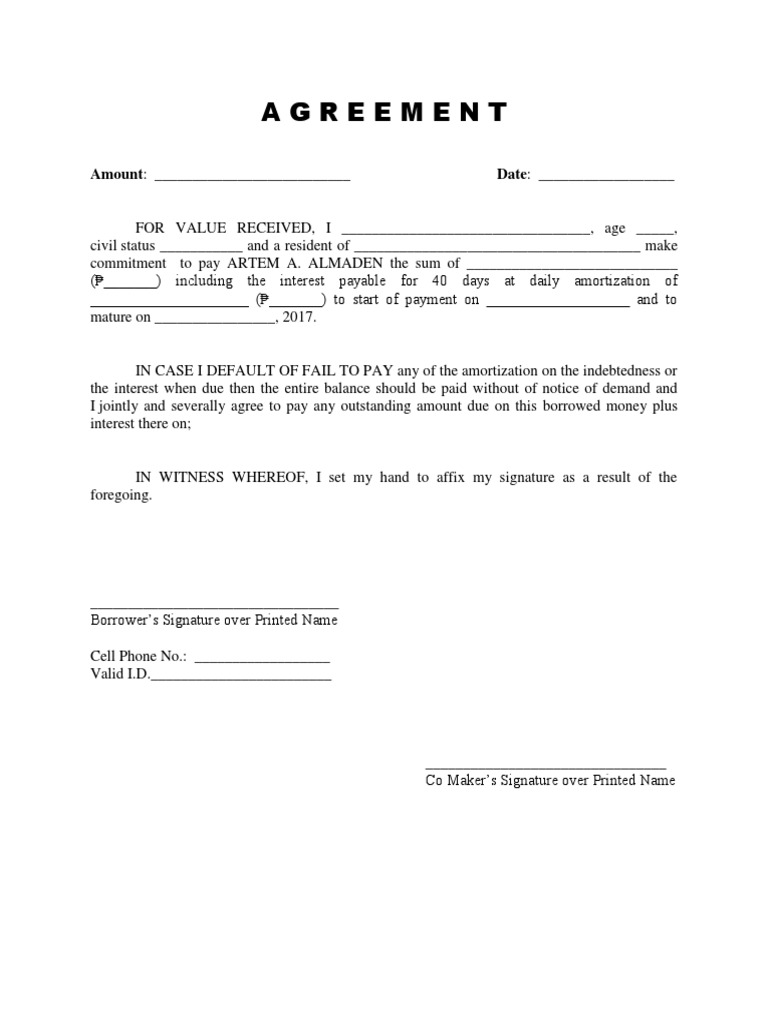 Pautang a g r e e m e n t