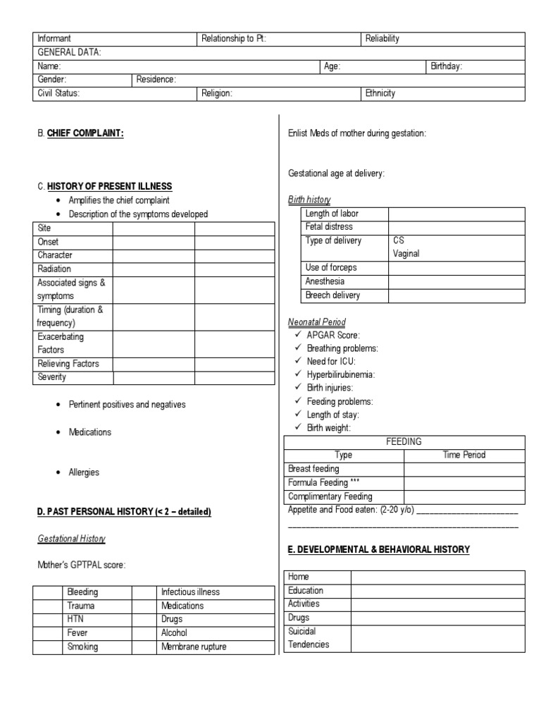 Birth History: D. PAST PERSONAL HISTORY ( 2 - Detailed) | Download Free ...