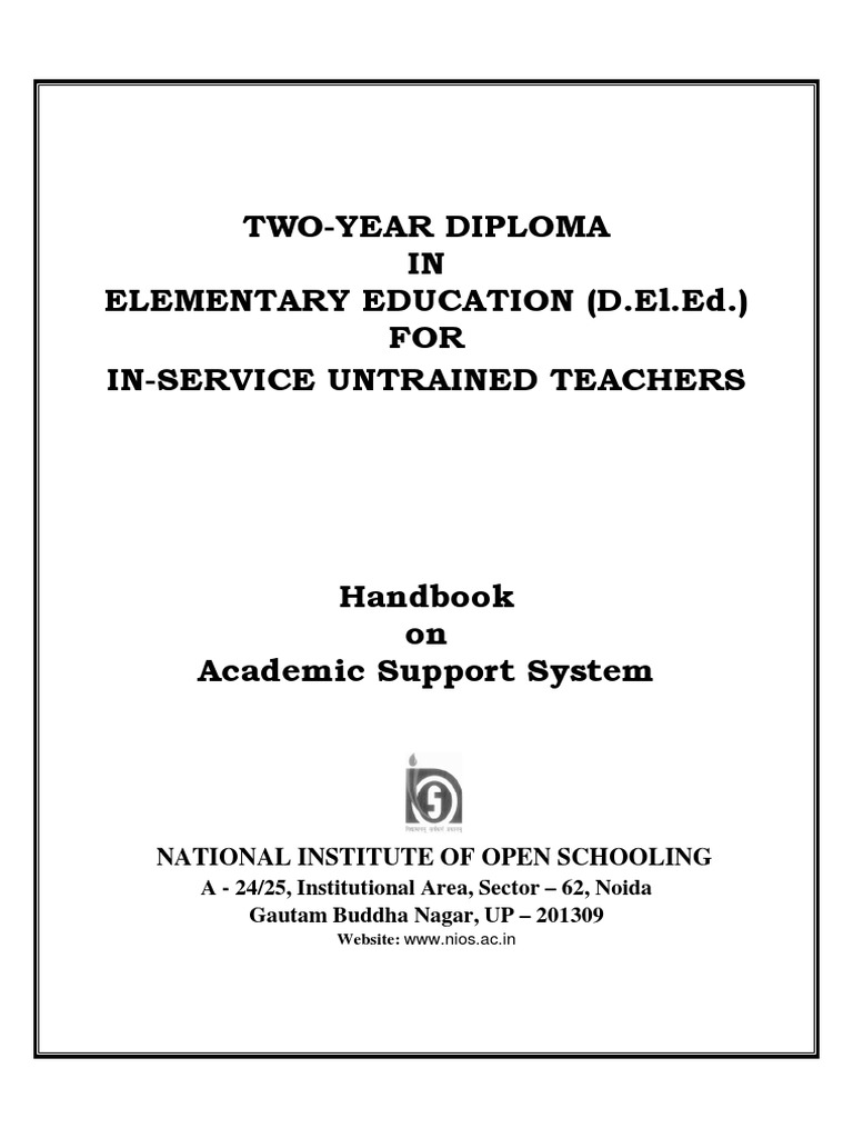 Academic Support Handbook | PDF | Primary Education | Distance Education