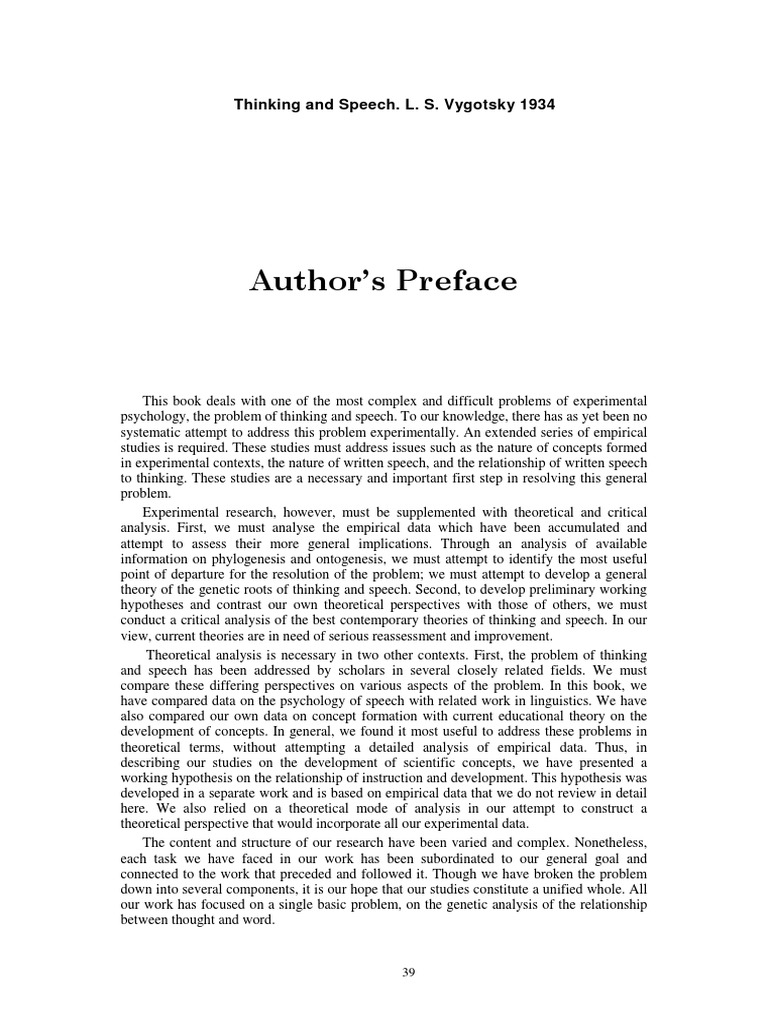 Thinking and Speech | PDF | Thought | Theory
