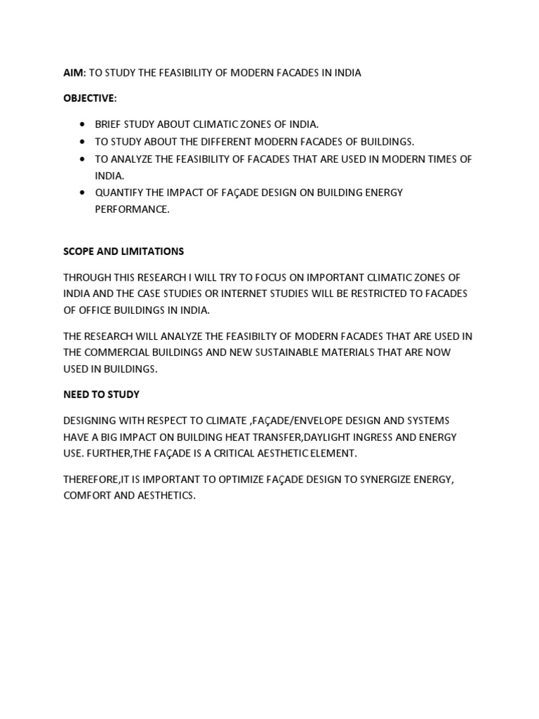 Aim: To Study The Feasibility of Modern Facades in India Objective | PDF