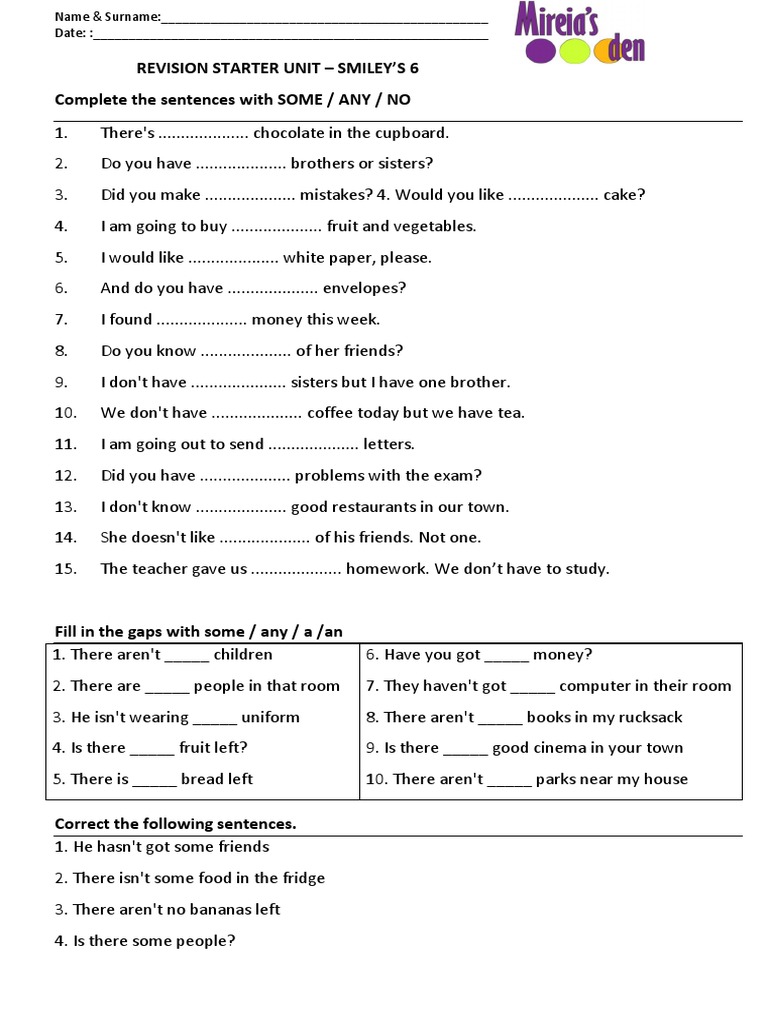 Revision Starter Unit | PDF | Linguistic Typology | Grammar