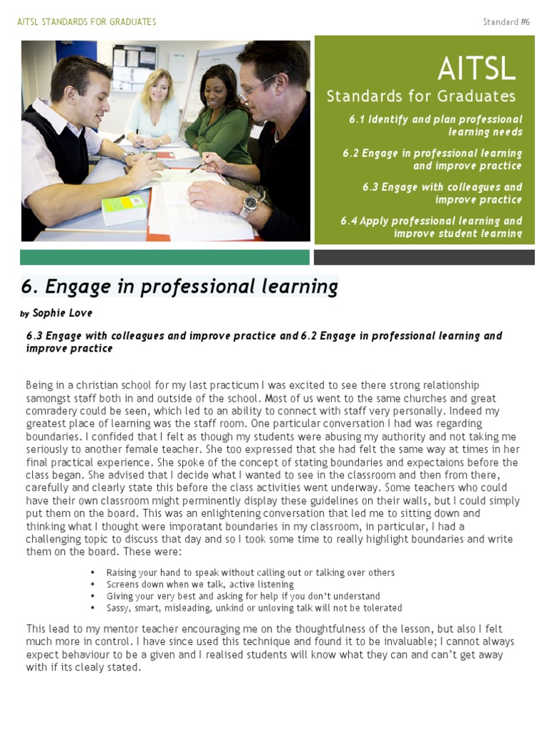 Aitsl Standard 6 | PDF | Classroom | Teachers
