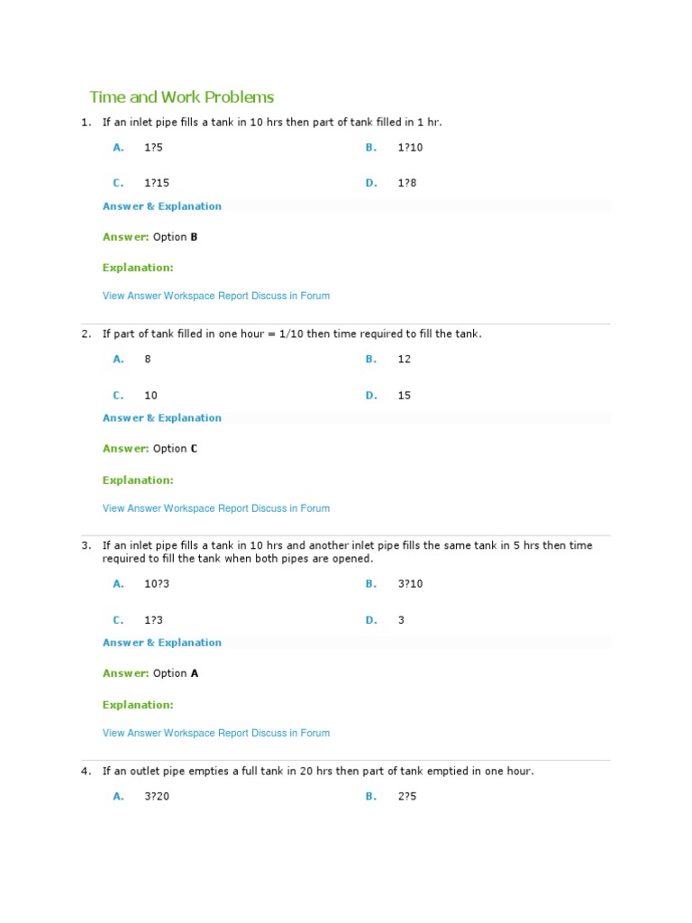 Time and Work Problems: A. B. C. D | PDF