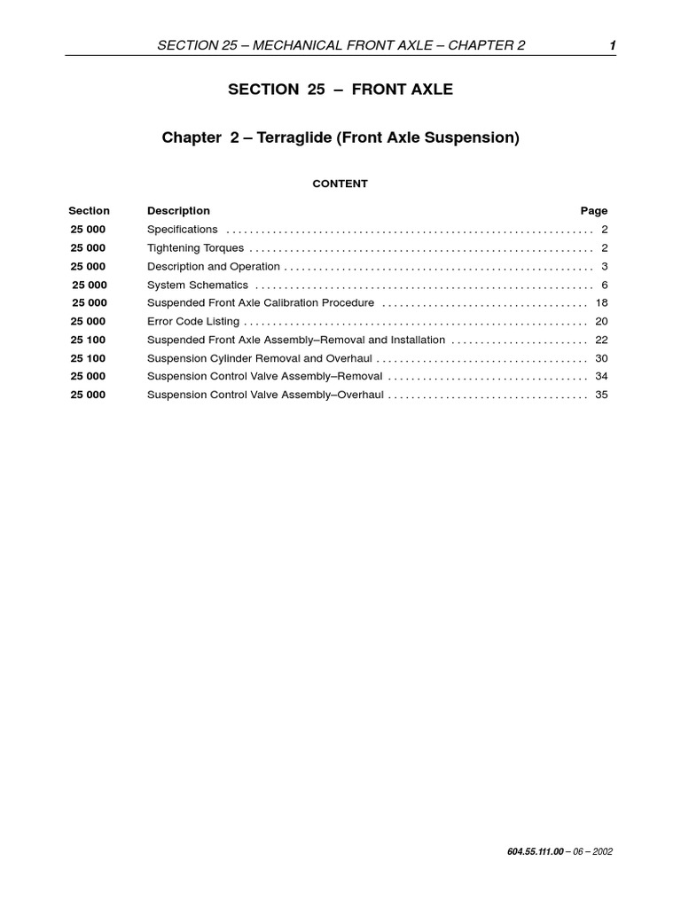 Front Axle Suspension System Pdf Suspension Vehicle Valve