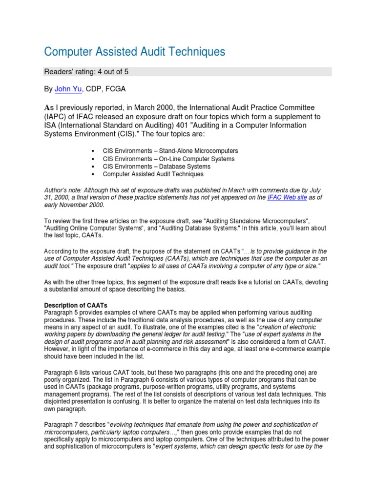 Computer Assisted Audit Techniques | PDF | Audit | Computer Program