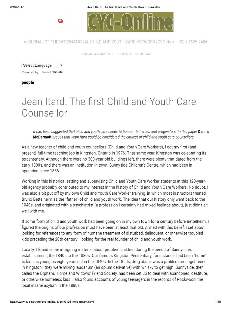 Jean Itard: Pioneer of Child Care | PDF | Psychology | Wellness